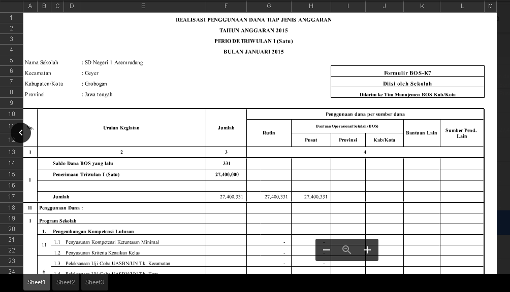 Format BOS K7, Format K7a 2017, Contoh Pengisian BOS K7 | Administrasi Guru SMP dan MTs