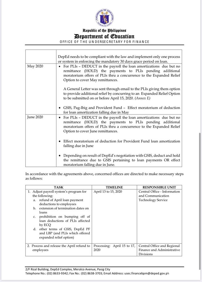 DepEd releases guidelines on Loan Payment Refund and moratorium