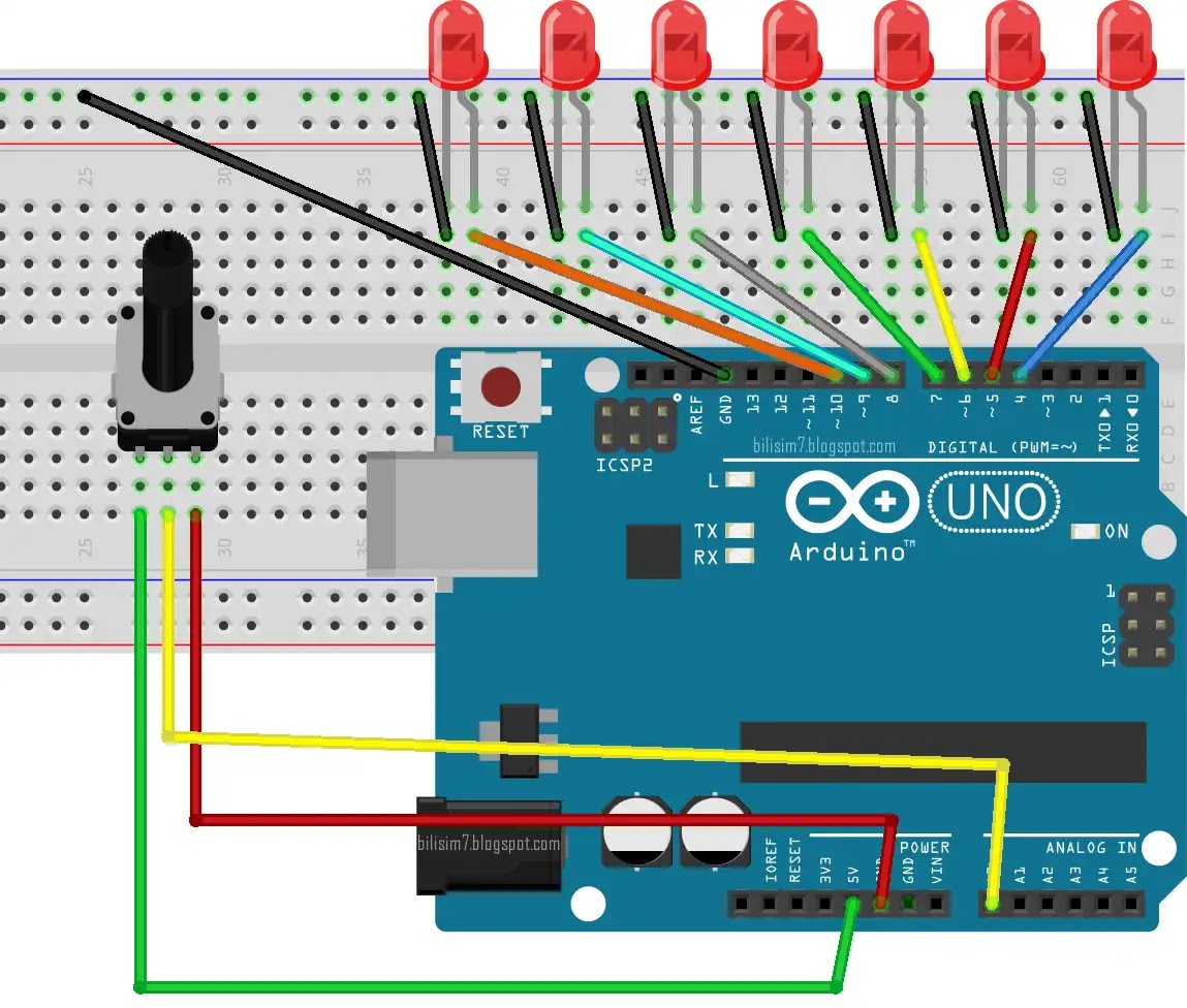 Arduino Ders 7 Potansiyometre Ile Hız Ayarlı Led Kontrolü