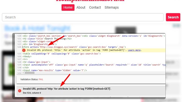 Mengatasi Invalid URL protocol http: for attribute action in tag FORM ...