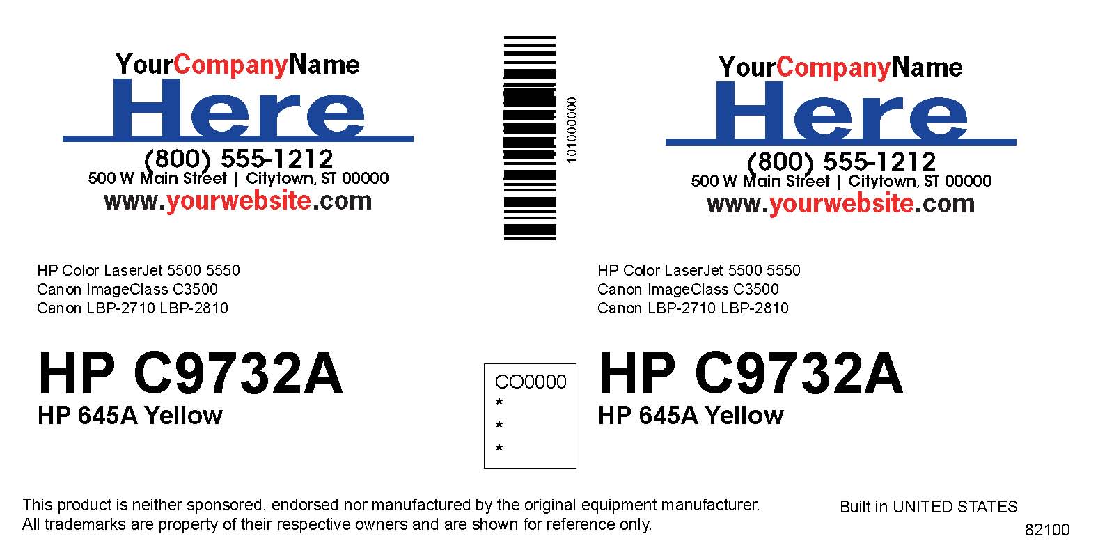 Color Labels On Demand: Unique Customer; With Common Label Requirements