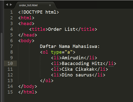Cara Membuat Daftar / List di HTML Lengkap Unorder list, Order List ...