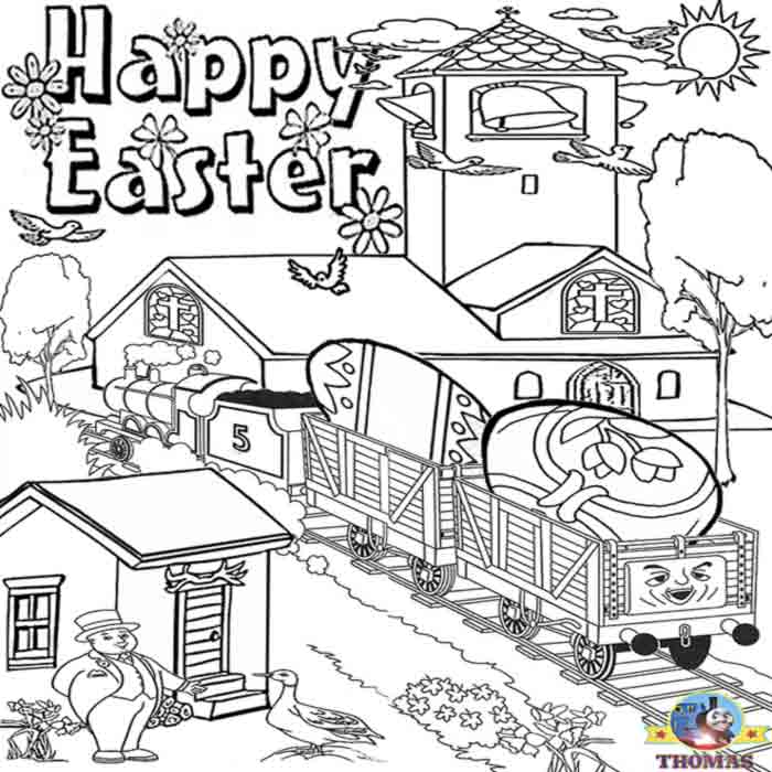 Kids Happy Easter coloring pictures of Thomas the train and friends ...