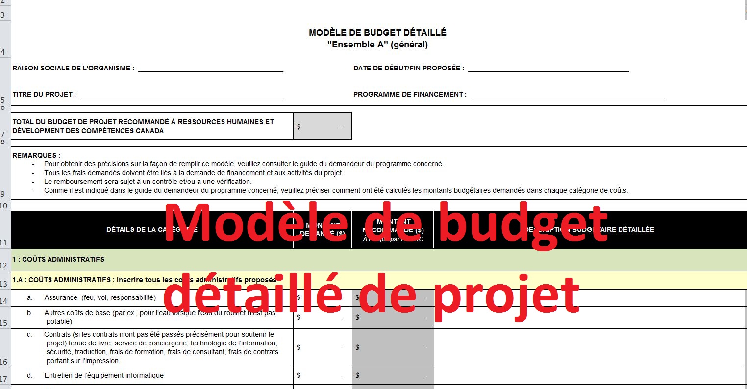 Modèle de budget détaillé de projet