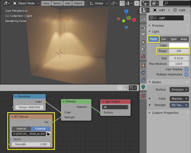Blender 2.8 Cycles : IES Texture