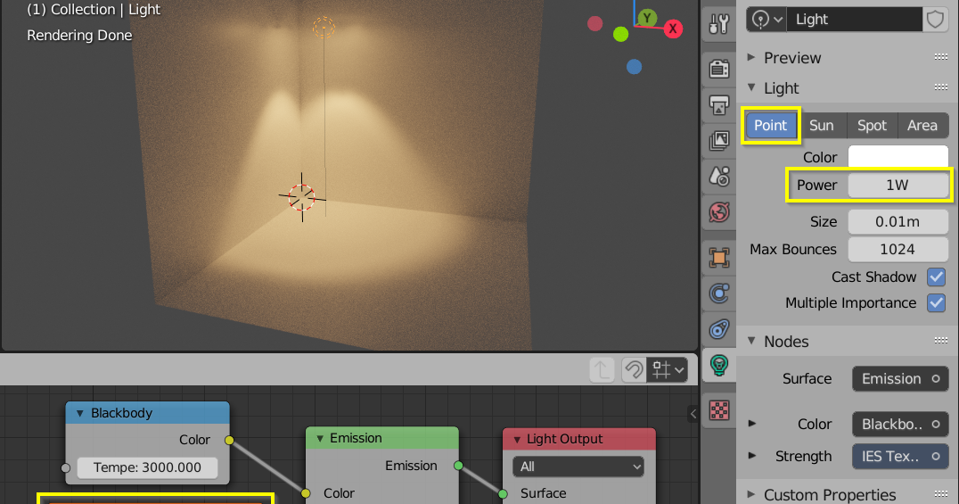 Blender 2.8 Cycles : IES Texture