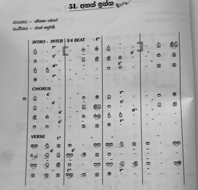 Ahan Inna Sinhala Notation