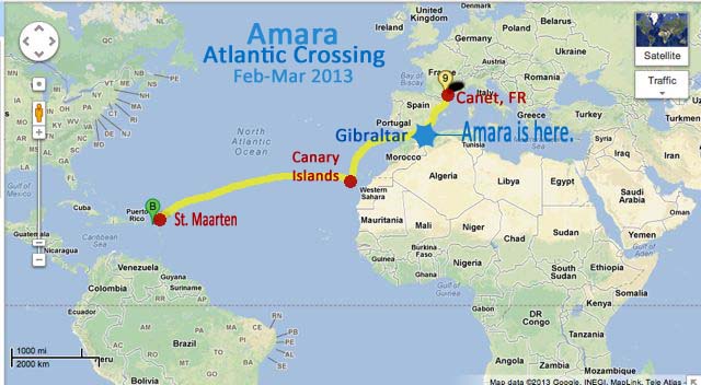 Sailing Around the World: Transatlantic Crossing Route