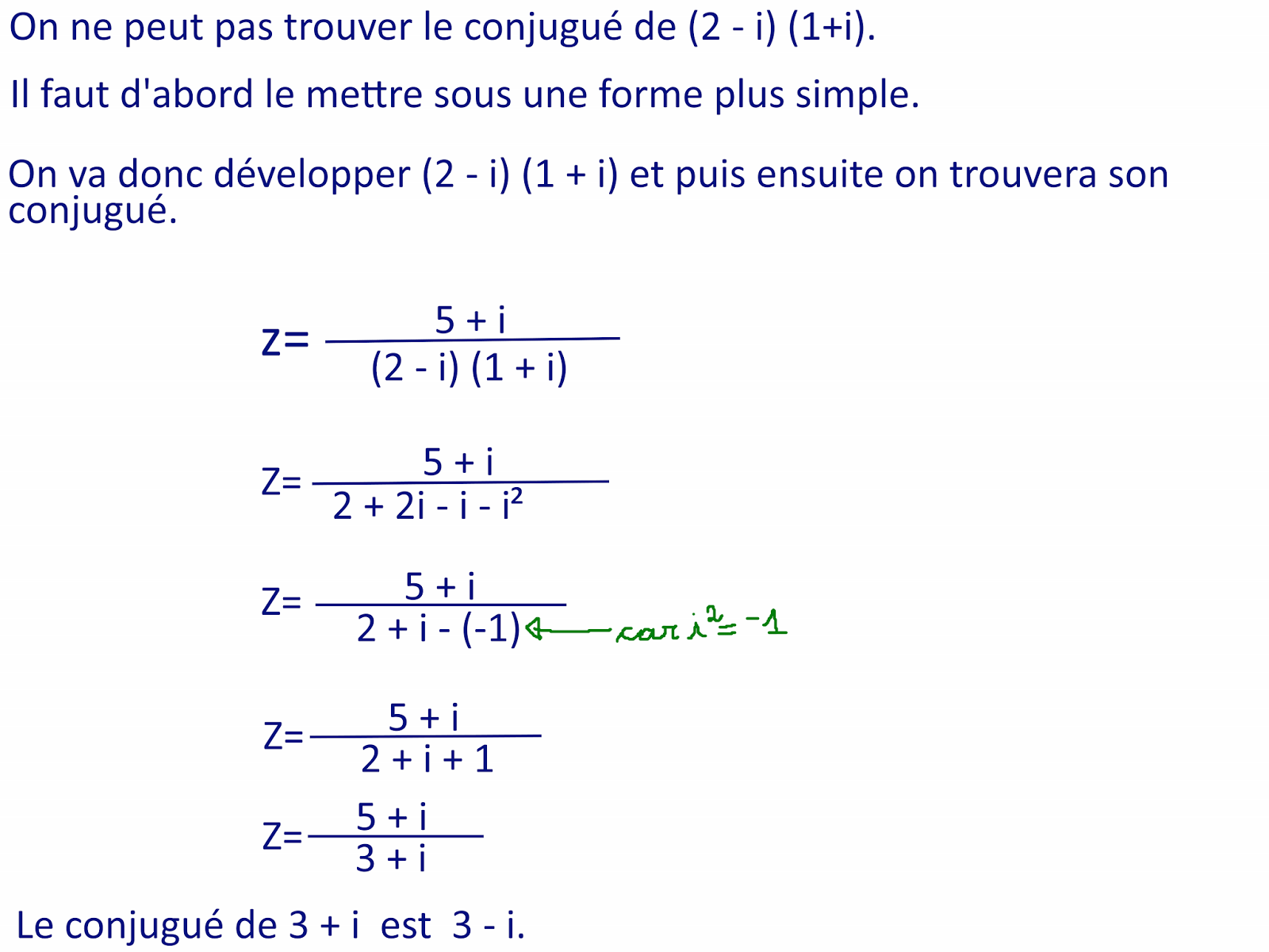 Comment mettre un nombre complexe sous la forme a+ib (sous forme ...