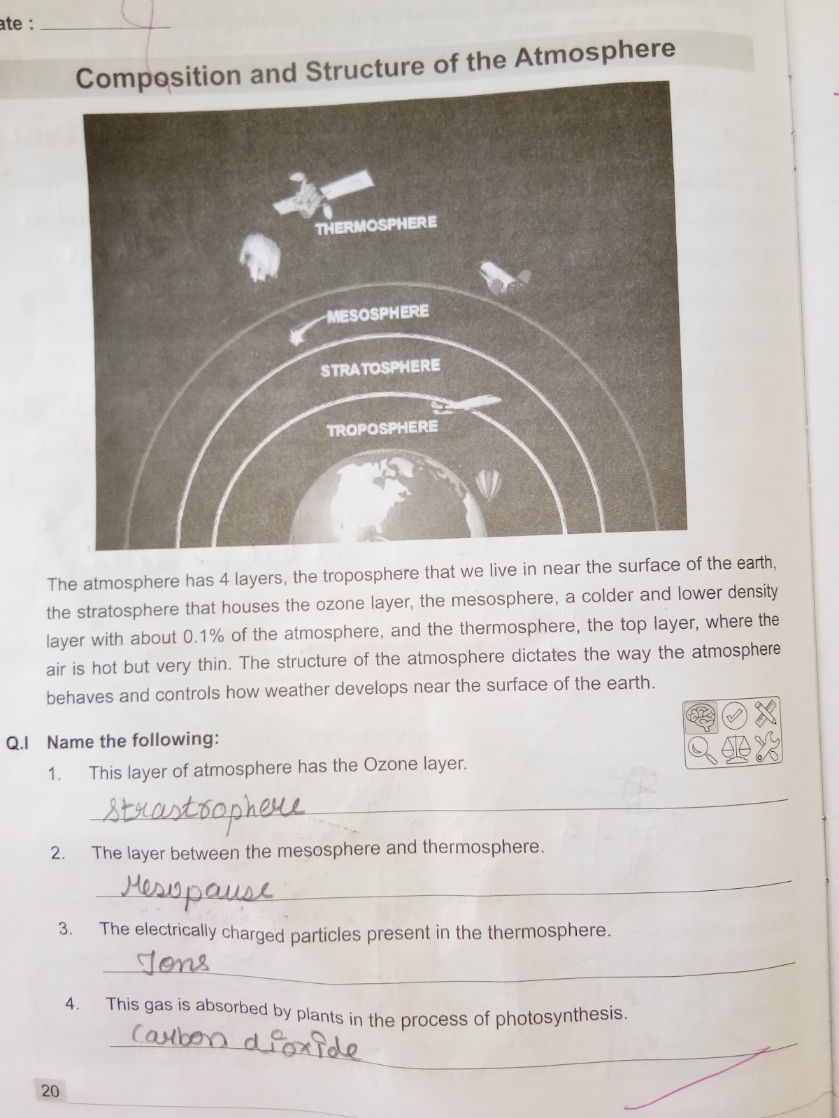 Structure Of The Atmosphere Worksheet