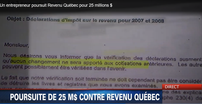 INFO REVENU QUÉBEC / REVENU CANADA: Dossier "...incomplet et pas solide ...