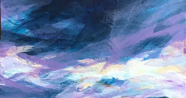 DARK AS INK - 4" x 4" acrylic landscape by Susan Roden