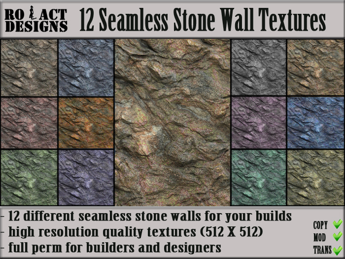 Ro!Act Designs: Ro!Act Designs 12 Seamless Stone Wall Textures