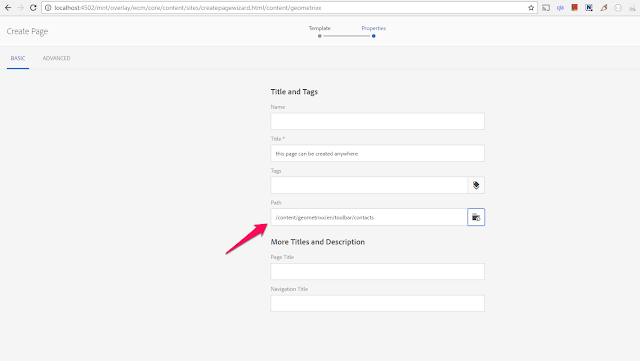 Experiencing Adobe Experience Manager Aem Cq Aem 62 Touch Ui Create Page Wizard Select