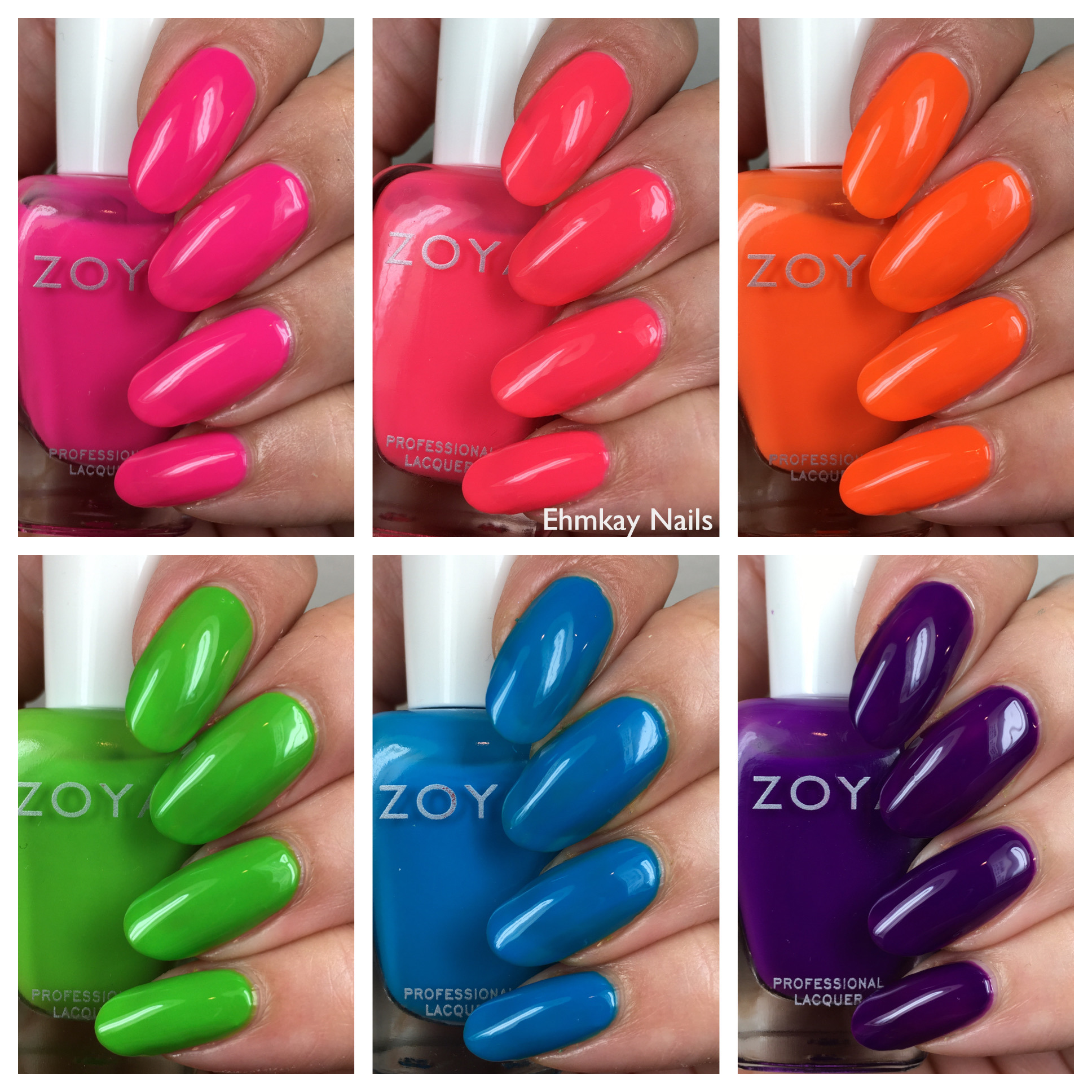 ehmkay nails: Zoya Easy Neons, Swatches and Review