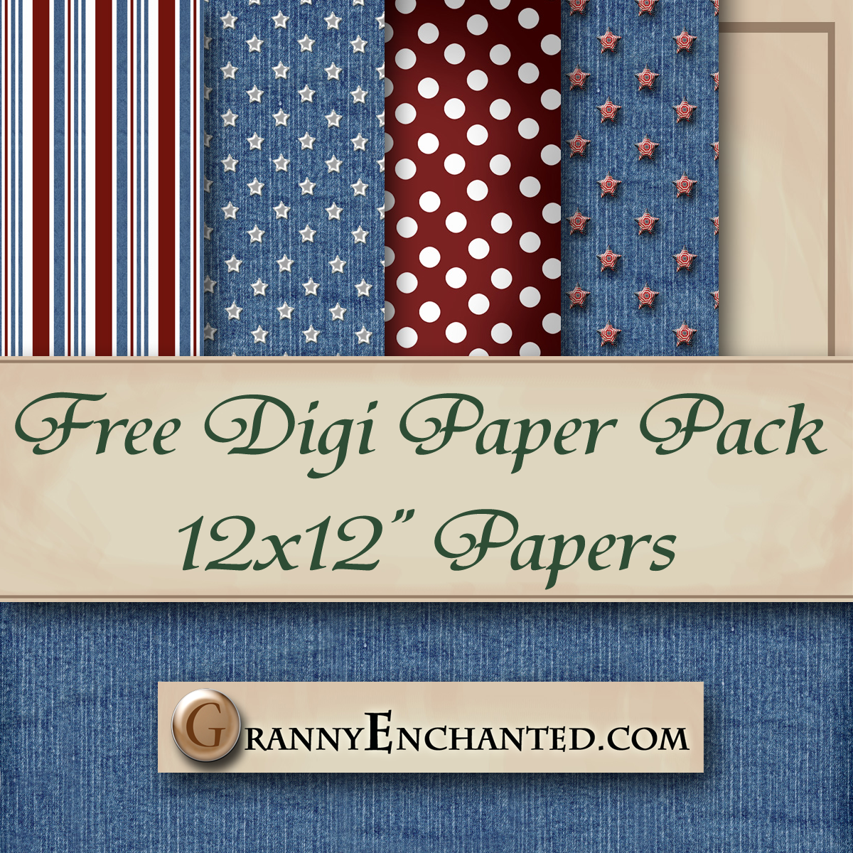 GRANNY ENCHANTED'S BLOG: Free Denim Buttons Digi Scrapbook Paper Pack