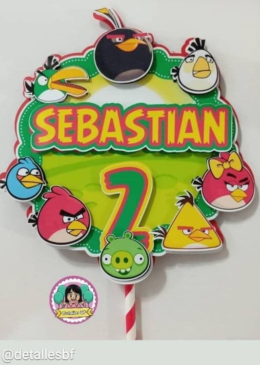 Topper 3d Angry Birds Sebastián 2 - Mis Toppers Tus Toppers