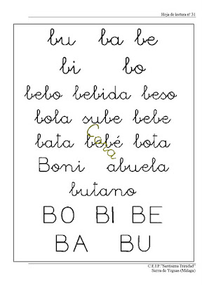 UNA VENTANA A MI CLASE: FICHAS DE LECTURA CON LA B