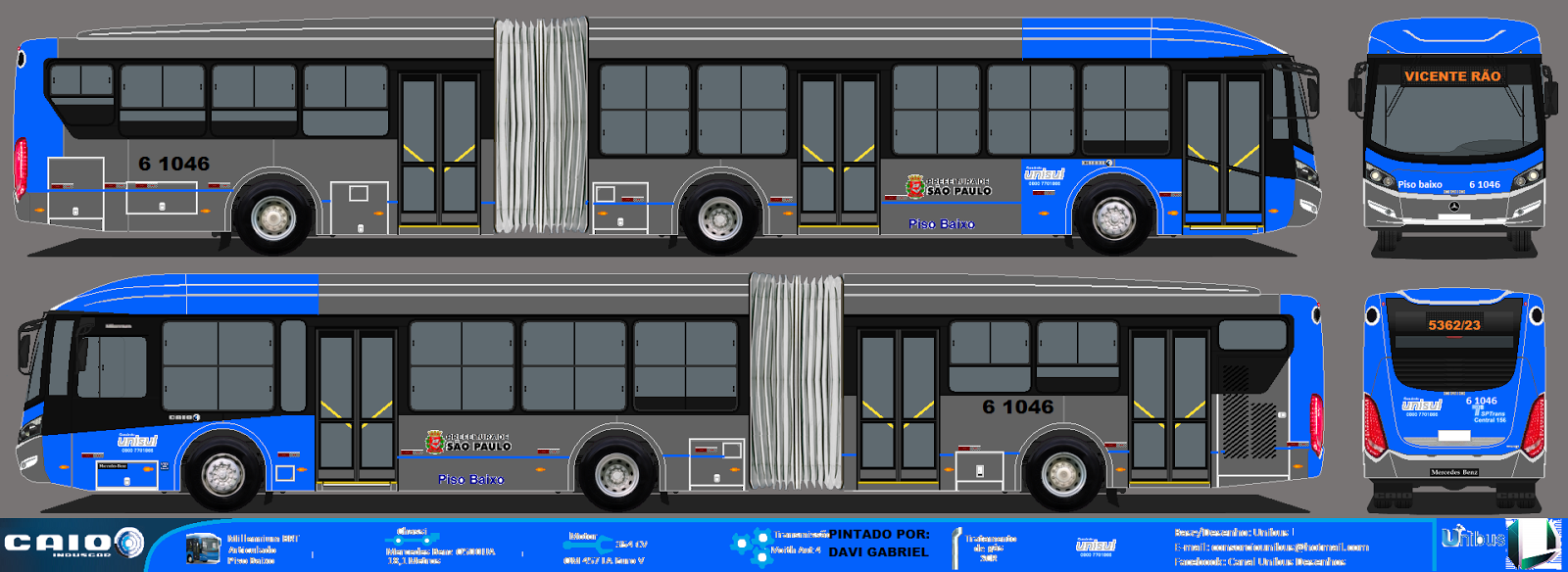 Desenhos SP Bus: CAIO MILLENNIUM BRT - VIAÇÃO CIDADE DUTRA 6 1046