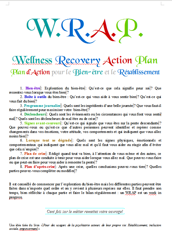 Qu'est-ce que le WRAP (plan d'action de rétablissement et de bien-être ...