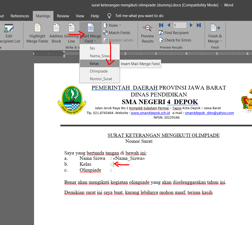Integrasi Excel dan Word: Mail Merge ~ Knowledge Management
