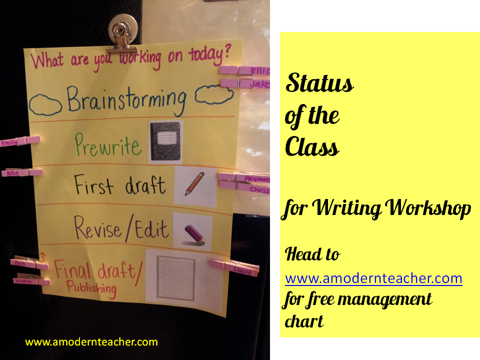 Classroom Freebies Too: Writing Workshop Status of the Class Chart
