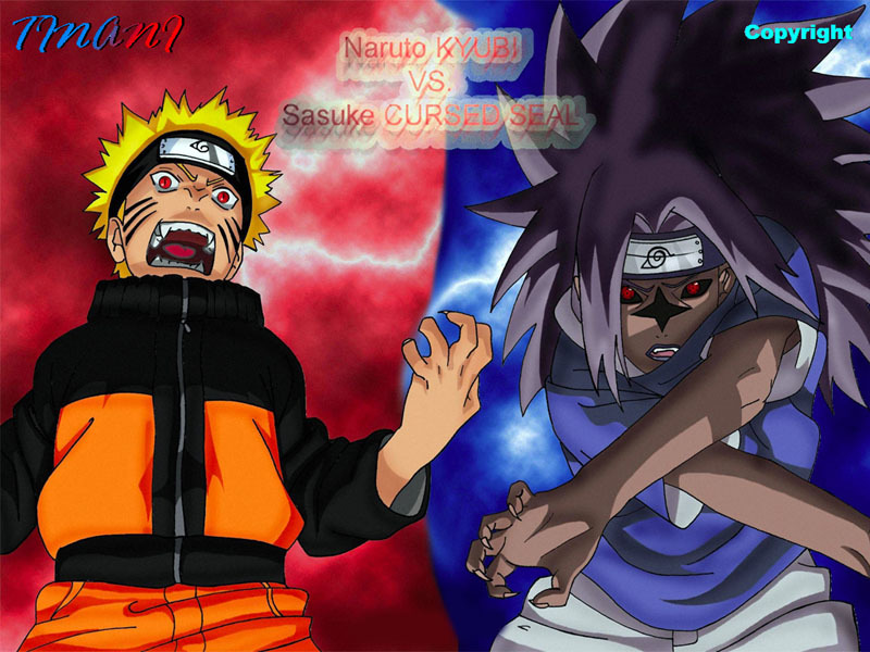 Naruto Shippuden Nine Tailed Fox Vs Sasuke Curse Mark - HD Desktop ...