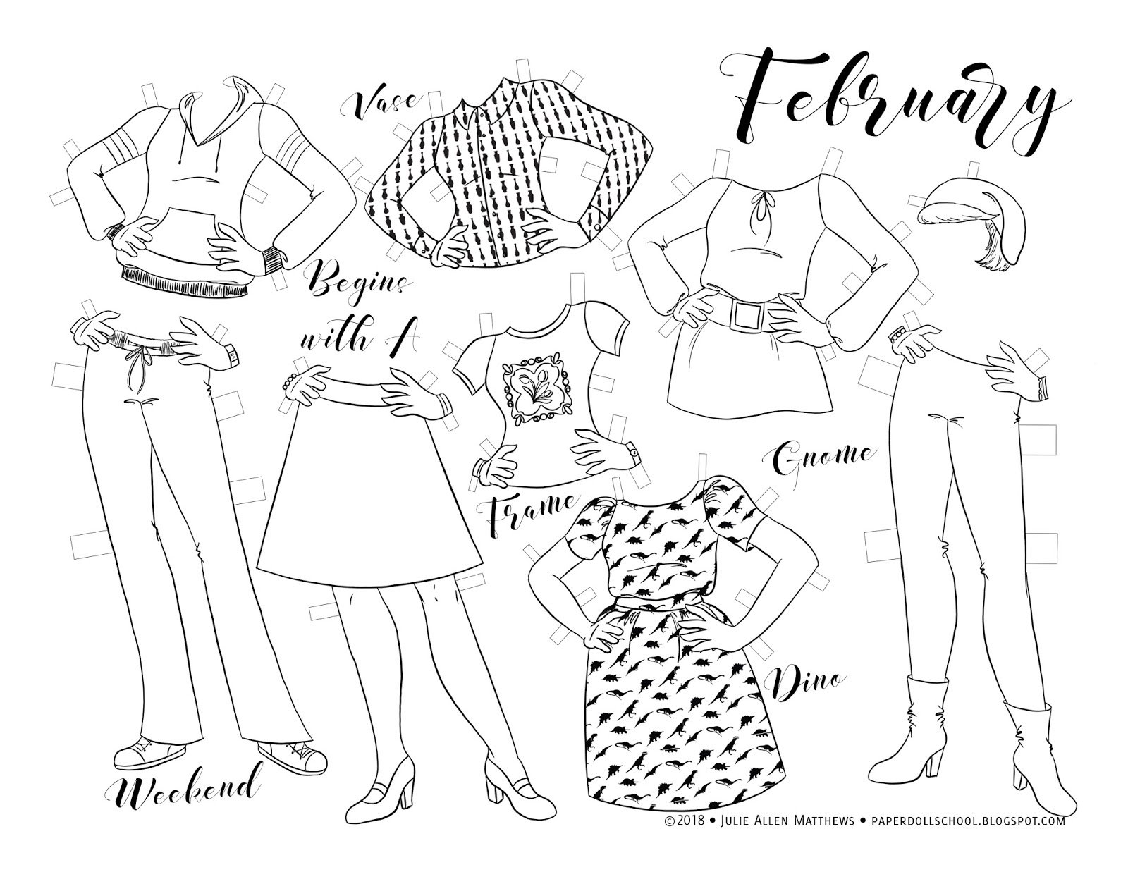 Paper Doll School: February Paper Doll -Set 6