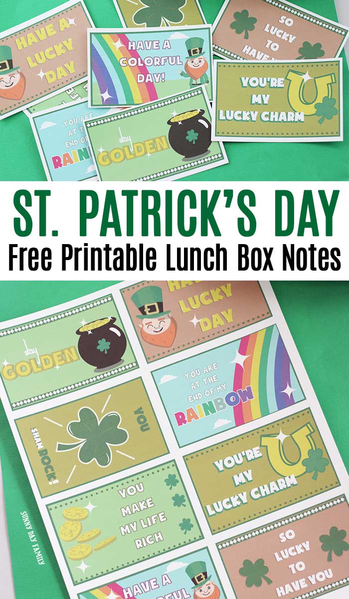 Free Printable St. Patrick's Day Lunch Box Notes for Kids | Sunny Day ...