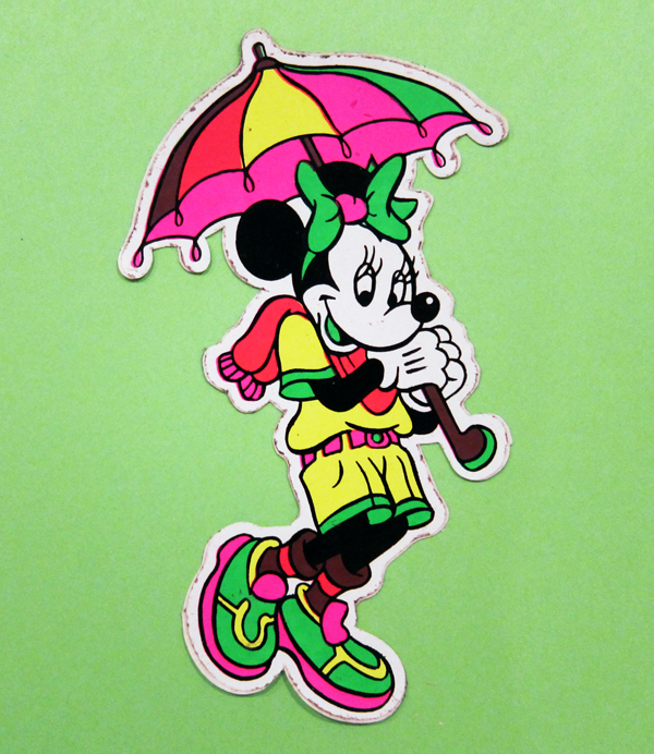 Frankie's Apartment: Sticker: 1988 Neon Minnie Mouse w/ Umbrella