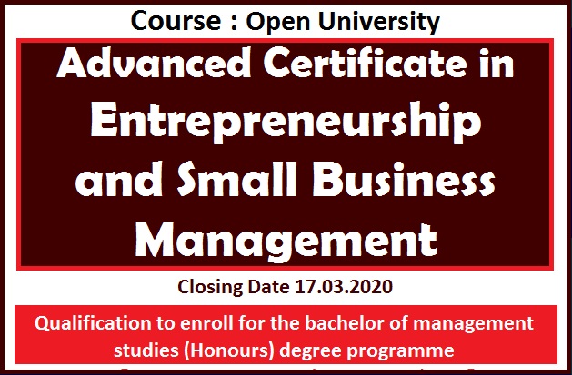 Course : Advanced Certificate in Entrepreneurship and Small Business ...