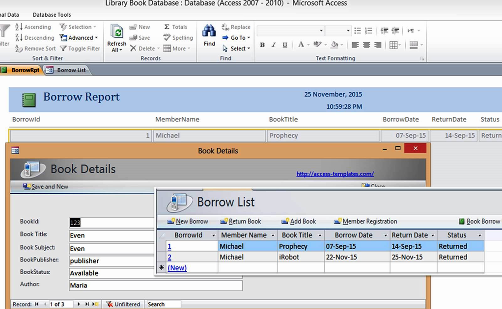 Access Library Database Template ~ Medical Resume
