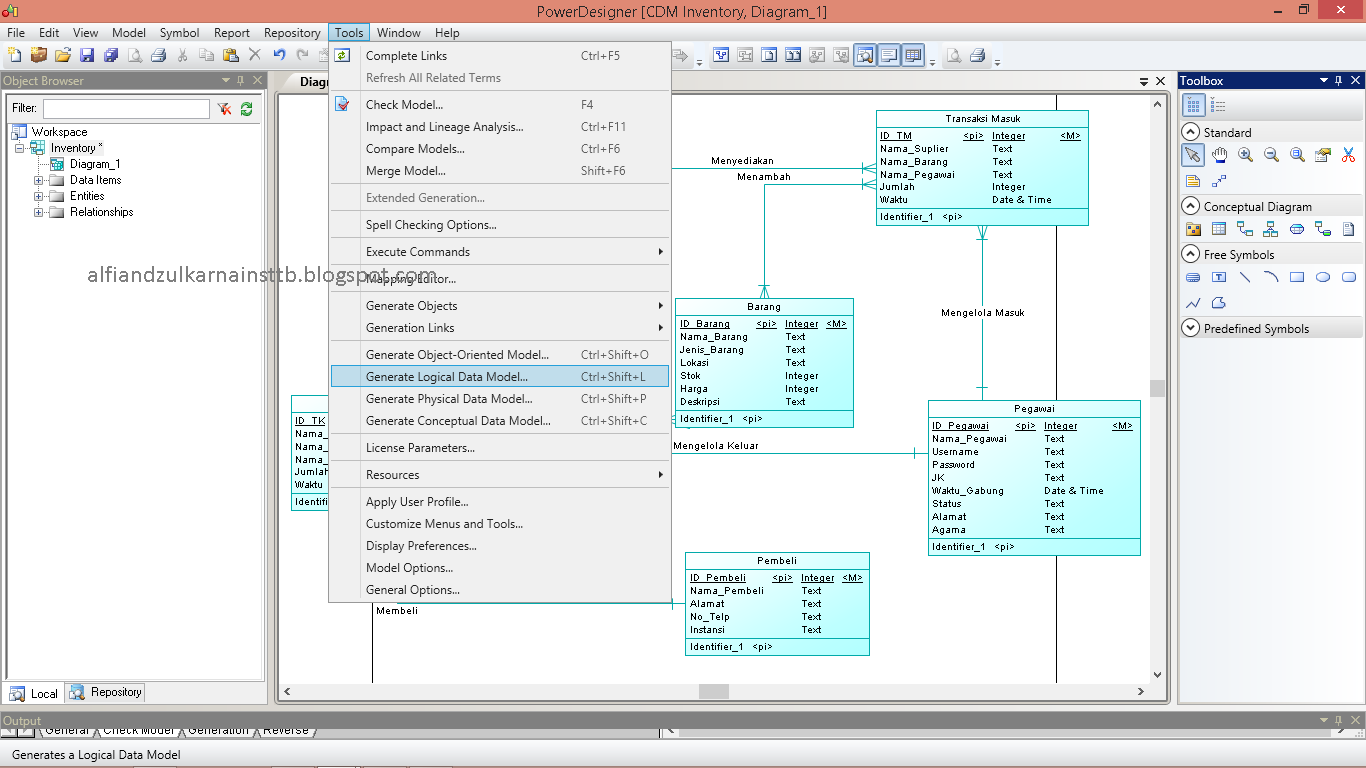 Cara membuat CDM, LDM, PDM lalu di Generate ke Database