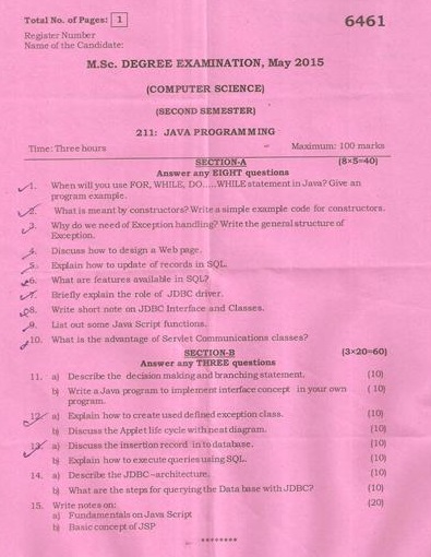 Msc Computer Science 211 Java Programming Annamalai Univ May 2015 Question Paper University
