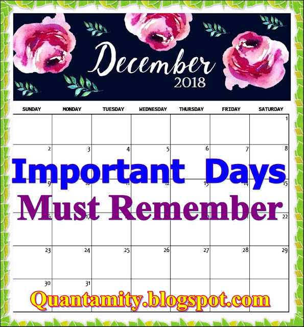Important Days of December - Quantamity