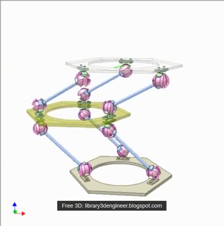 Double spatial parallelogram mechanism 1 || Download free 3D cad models ...
