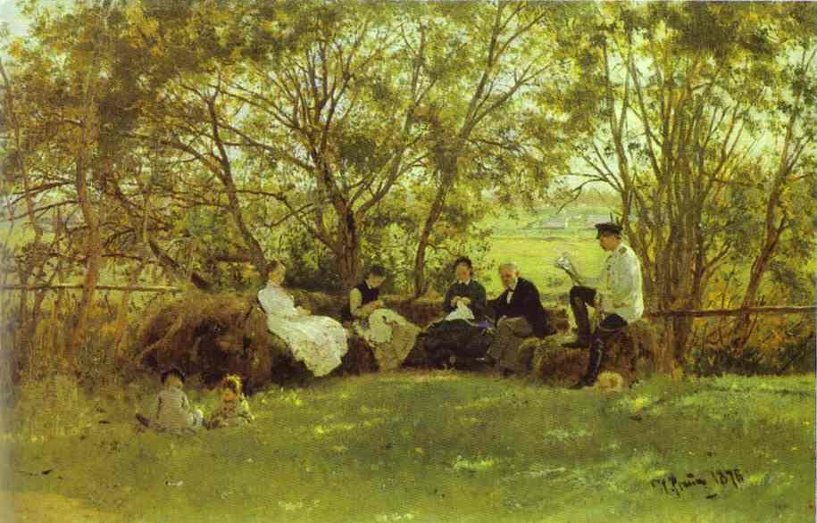 Landschap _ Landscape : 1876 _ Ilya Repin _ On the turf bench