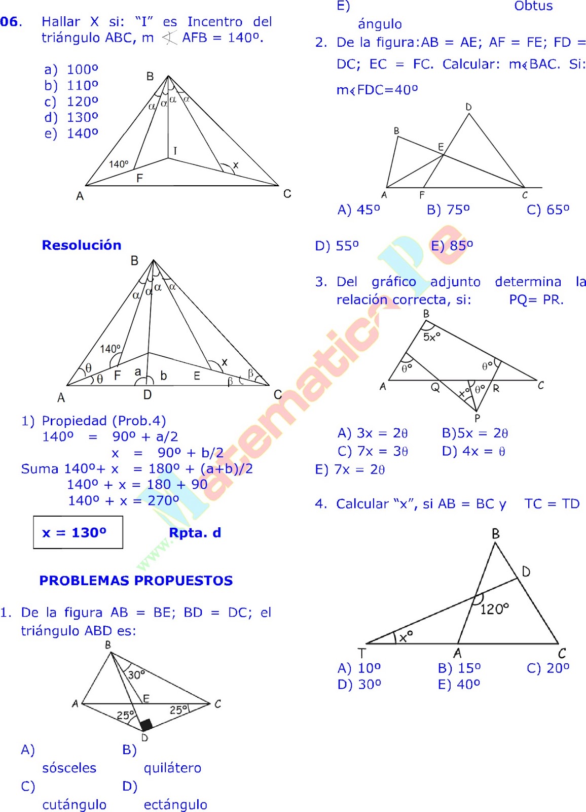 LOS TRIÁNGULOS Y SUS PROPIEDADES EJERCICIOS RESUELTOS DE GEOMETRÍA ... LOS TRIÁNGULOS Y SUS PROPIEDADES EJERCICIOS RESUELTOS DE GEOMETRÍA ...