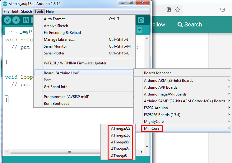 Cara Memprogram Board Arduino Yang Menggunakan Ic Atmega8 48 88 168 328 Memakai Usbasp
