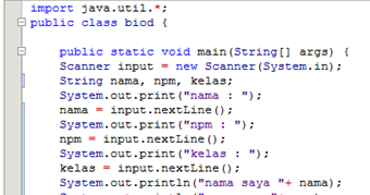 PROGRAM BIODATA SEDERHANA DI JAVA ~ Reynhard Punya Tugas