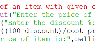 TECH GARCON: To find sale price of an item with given cost and discount