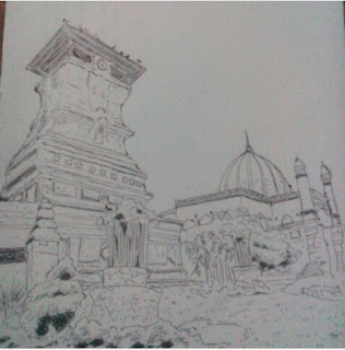 world history: sketsa menara kudus