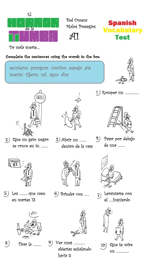 Spanish Test: Spanish Vocabulary Test: Bad Omens (A1)