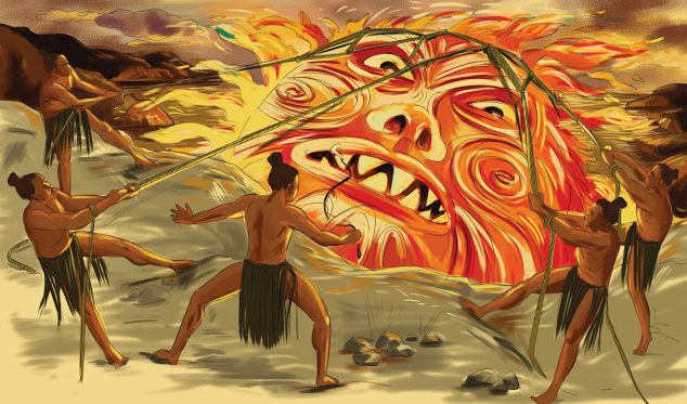 Taiaha: Maui and the sun.