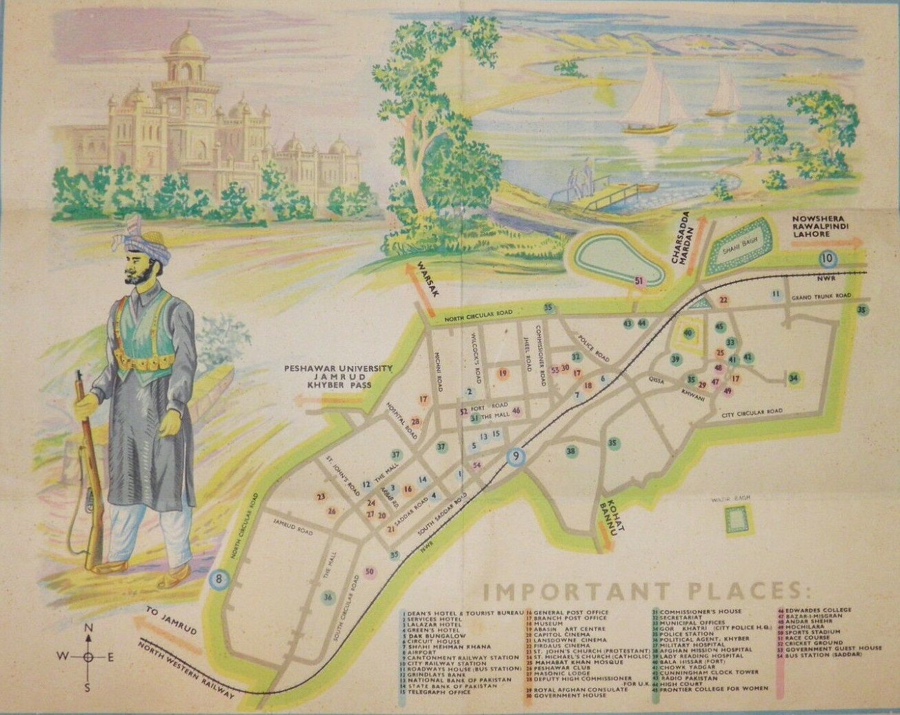 1959's guide map of Peshawar city | History of Pashtuns