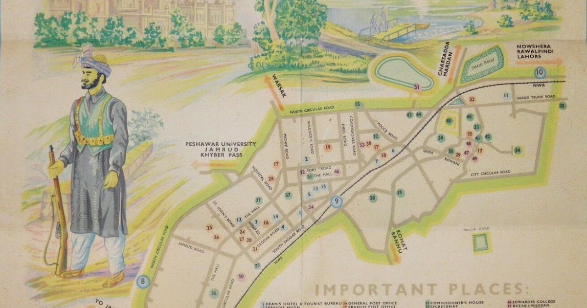 1959's guide map of Peshawar city | History of Pashtuns