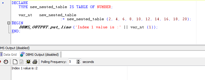 How to create nested table in PL/SQL block ~ whereisstuff