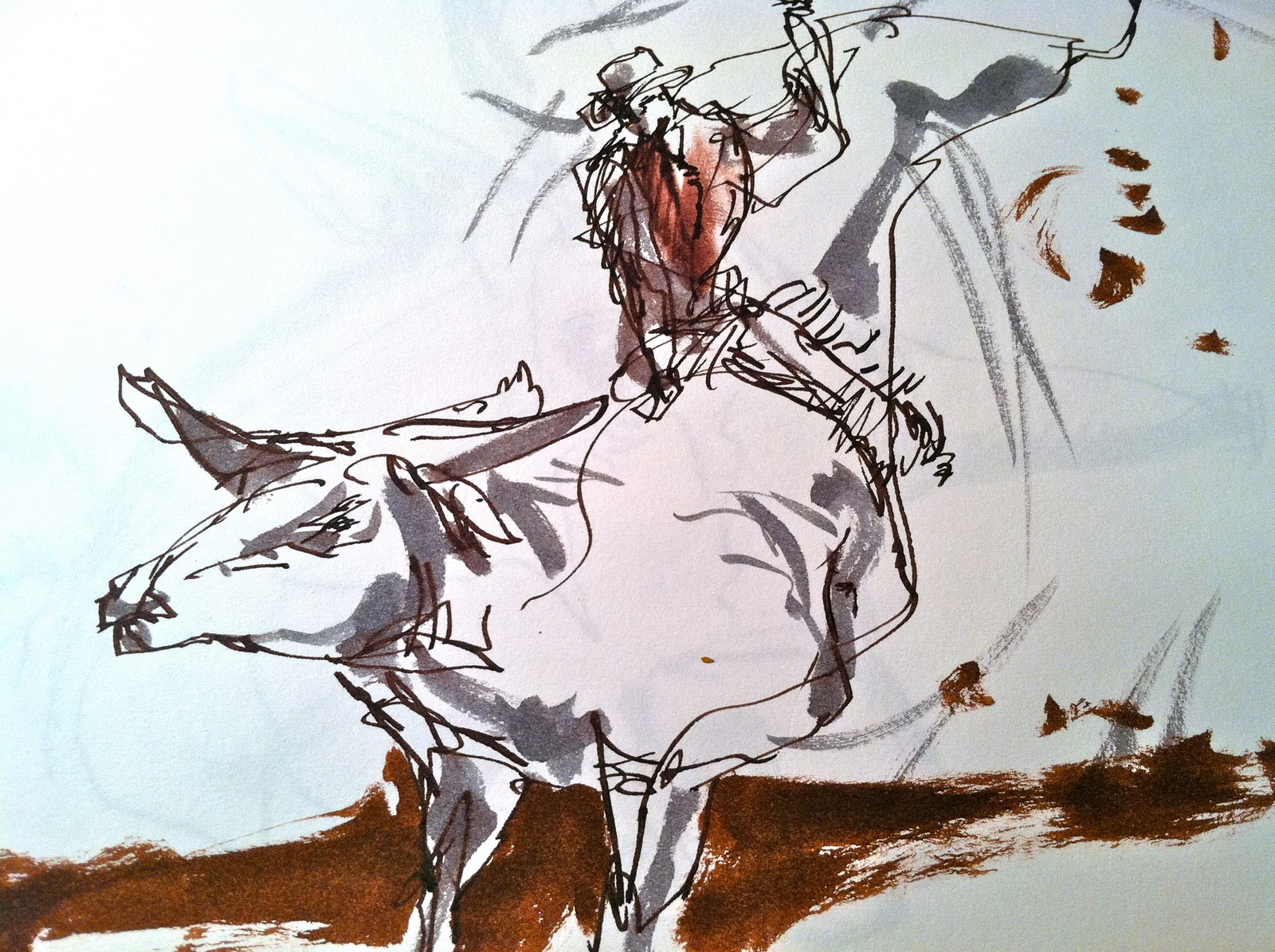 WENT SKETCHING: Sketch-a-roo! At the Bull Riding invitational.