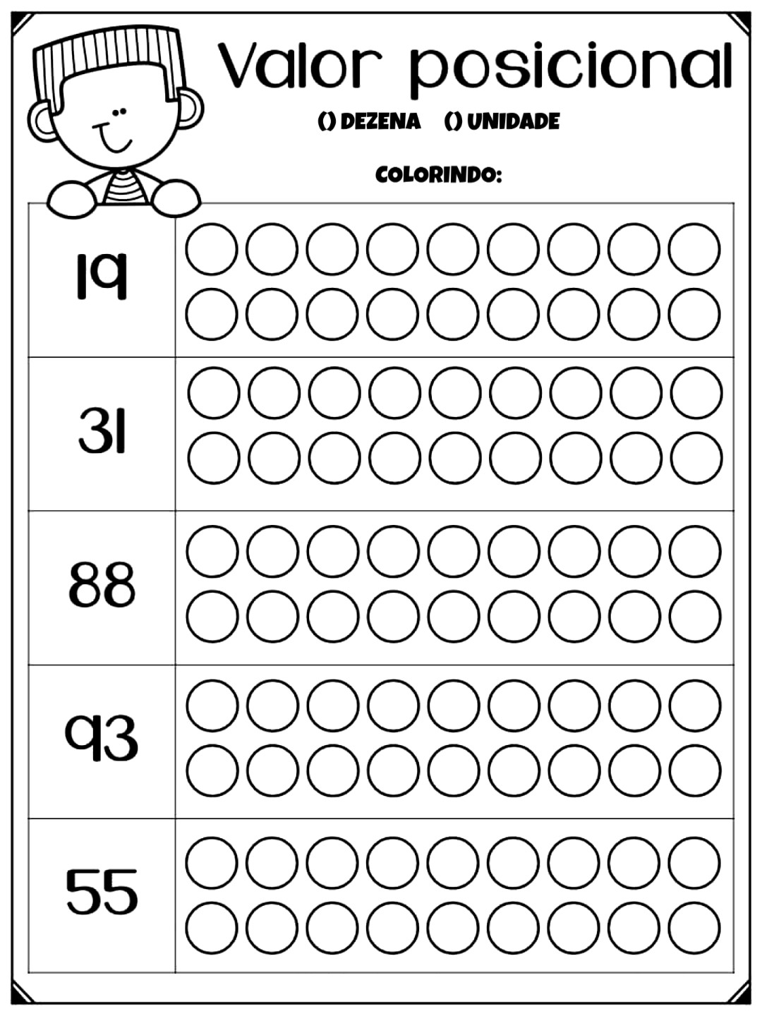 Valor Posicional dos Números Fichas para trabalhar o valor posicional ...