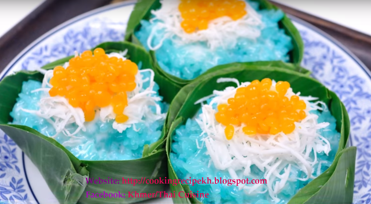 Blue Sweet Sticky Rice with Sweet Golden Drops (Thai Dessert) – ข้าว ...